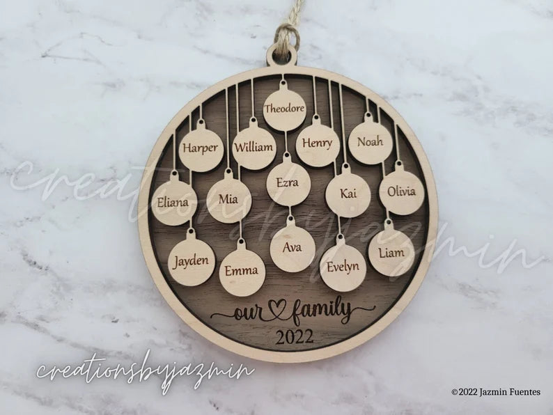 Bigger Version With Max 15 Names, Personalized Family Christmas Orname ...